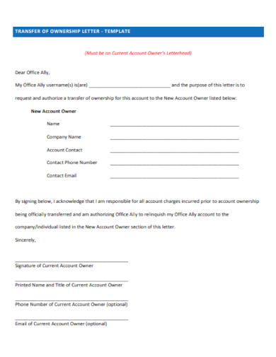 13+ Ownership Transfer Letter Templates - Sample, Example, Format