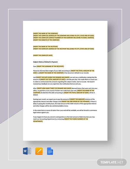Payment Notice Templates - Google Docs, MS Word, Pages, PDF