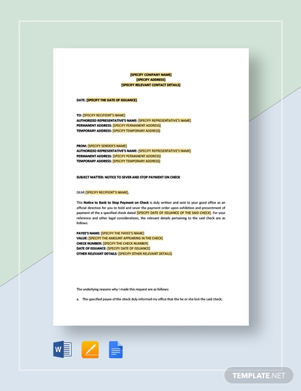 Payment Notice Templates - Google Docs, MS Word, Pages, PDF