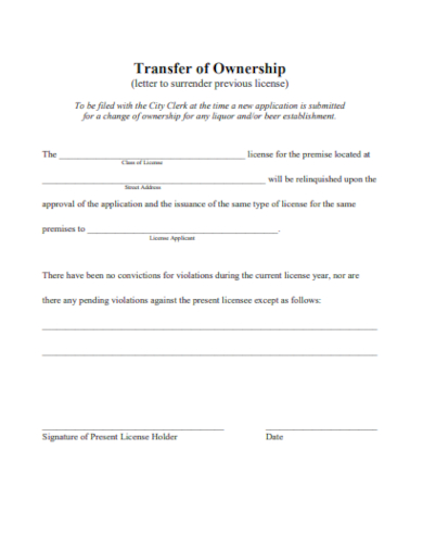 13+ Ownership Transfer Letter Templates - Sample, Example, Format