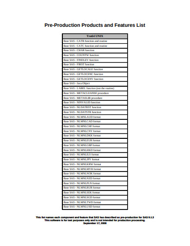 17+ Production List Templates - PDF
