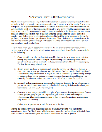 17+ Project Questionnaire Templates in PDF