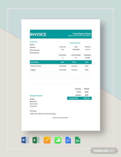 10+ Travel Expense Invoice Templates - Google Docs, Google Sheets ...