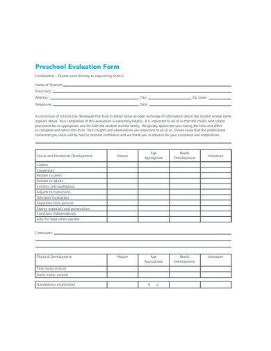 12+ Preschool Evaluation Templates in PDF | DOC