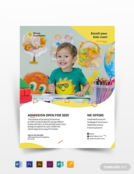 10 Preschool Flyer Templates Publisher MS Word Photoshop Pages 