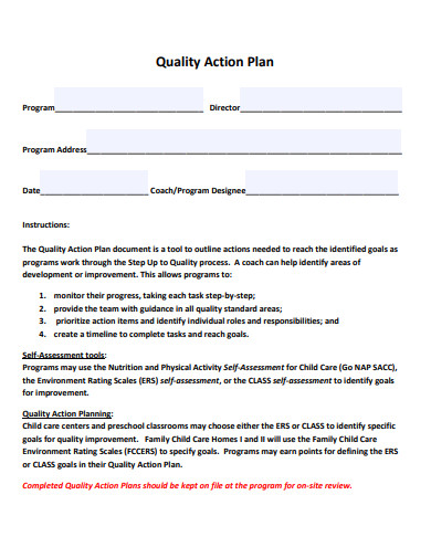 4+ Preschool Action Plan Templates in PDF