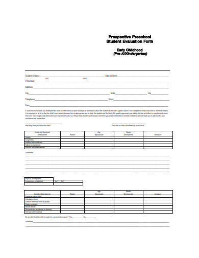 12+ Preschool Evaluation Templates in PDF | DOC
