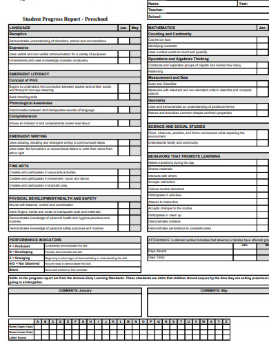 9+ Preschool Progress Report Templates in AI | XLS | Word | Number ...