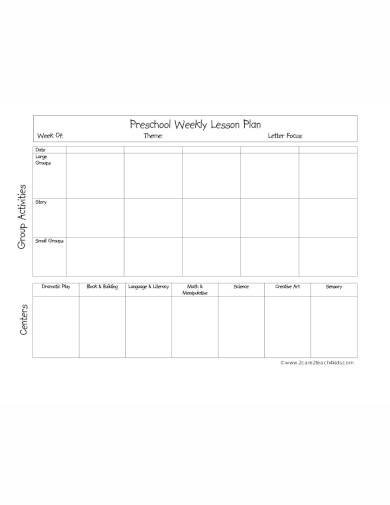 12+ Preschool Weekly Lesson Plan Templates in PDF | DOC