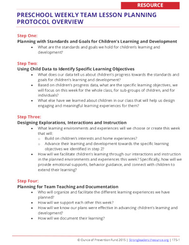12+ Preschool Weekly Lesson Plan Templates in PDF | DOC