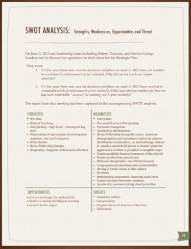 11+ Church SWOT Analysis Templates - PDF
