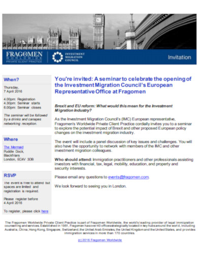 Financial Seminar Invitation