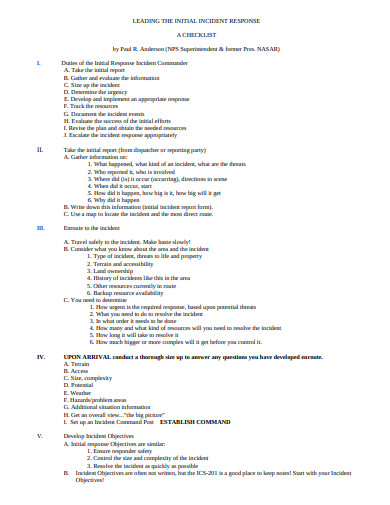 9+ Incident Response Checklist Templates - PDF