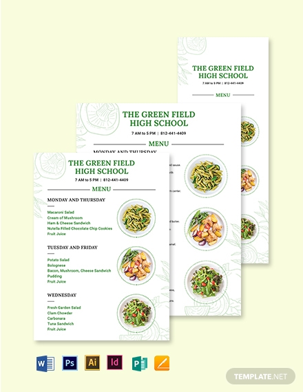 School Menu - 28+ Free Templates in PSD, PDF, Word, AI