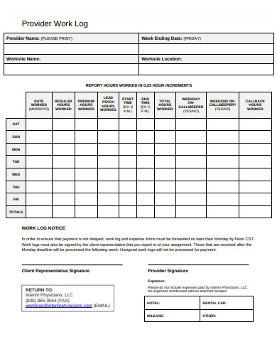 15+ Work Log Templates - Word, Pages, PDF