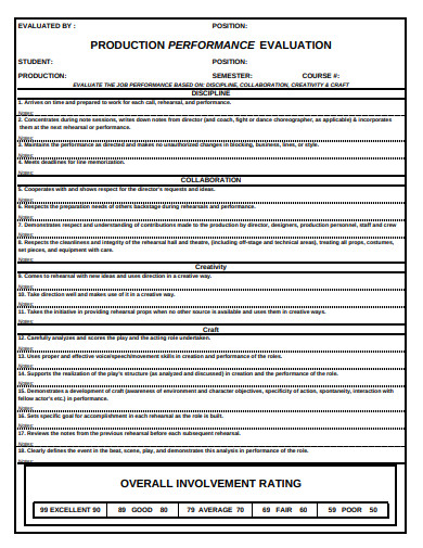 7+ Production Evaluation Templates - GoRiB FounDation