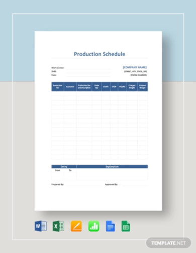 18+ Production Schedule Templates - Google Docs, Google Sheets, Pages ...
