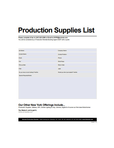 17+ Production List Templates - PDF