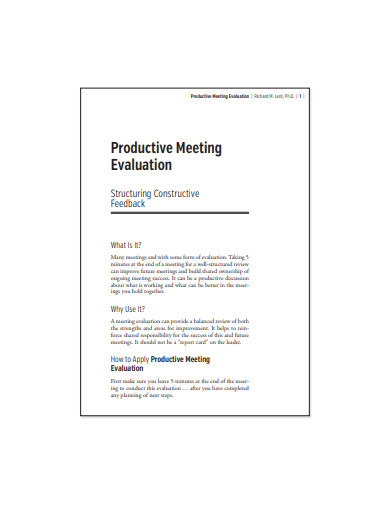 19+ Meeting Evaluation Templates - PDF