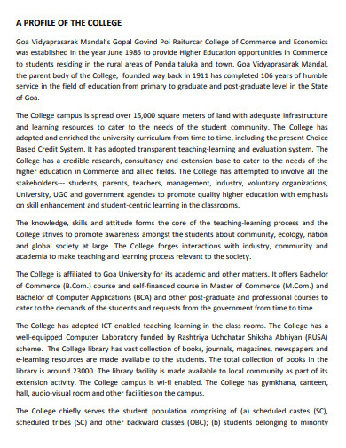 16+ College Profile Templates in PDF | XLS