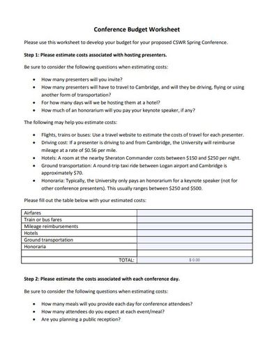 9+ Conference Budget Template - PDF, Word