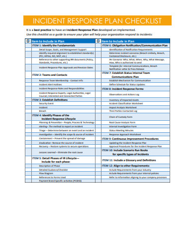 9+ Incident Response Checklist Templates - PDF