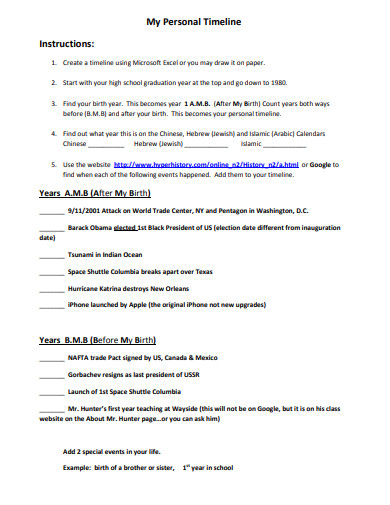 27+ Personal Timeline Templates - PDF