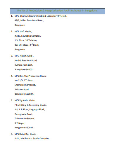 17+ Production List Templates - PDF