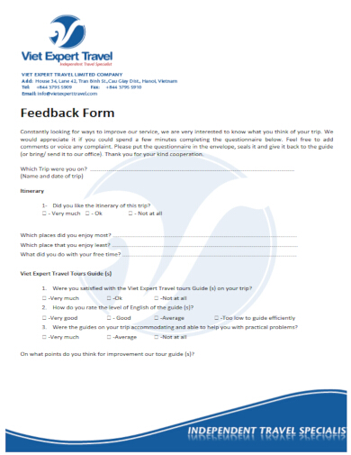 11+ Travel Agency Feedback Form Templates - PDF