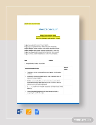 Project Checklist Template - 16+ Free Word, PDF Documents Download!