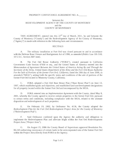 15+ Conveyance Agreement Templates - Google Docs, Word, Pages, PDF