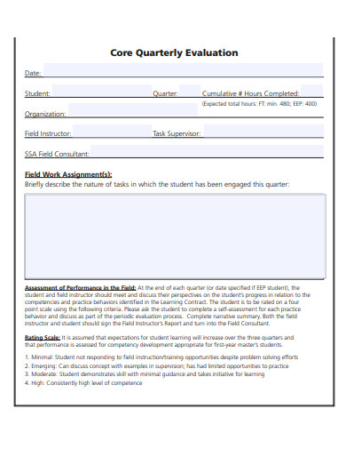 12+ Quarterly Evaluation Templates - PDF