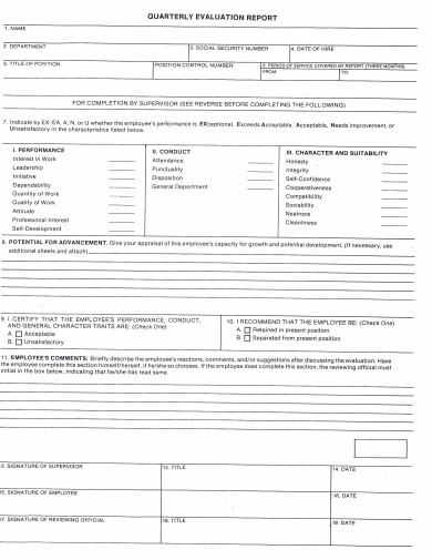 12+ Quarterly Evaluation Templates - PDF