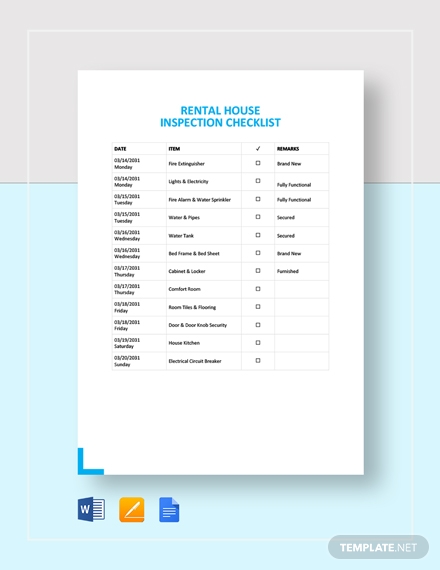 17+Inspection Checklist Templates - Google Docs, MS Excel, MS Word, Pages