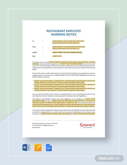 10+ Restaurant Notice Templates - Google Docs, MS Word, Pages, PDF
