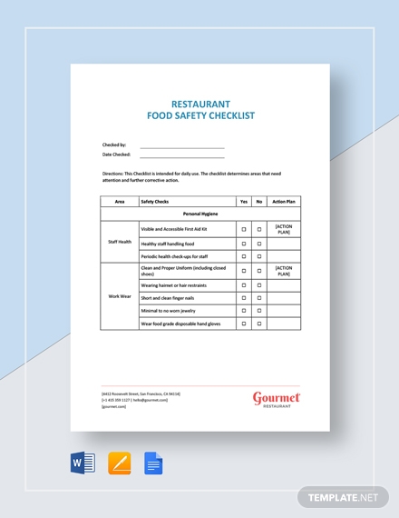 13+ Safety Checklist Templates - Google Docs, MS Word, Pages, PDF