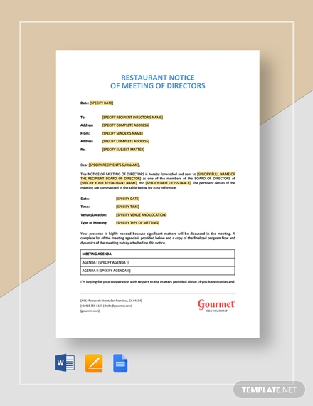 10+ Restaurant Notice Templates - Google Docs, MS Word, Pages, PDF