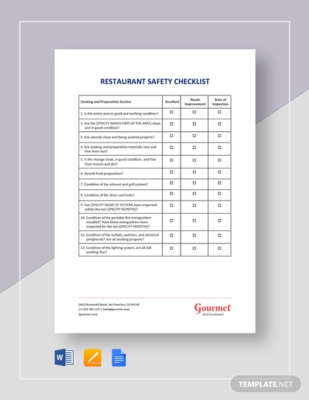 13+ Safety Checklist Templates - Google Docs, MS Word, Pages, PDF