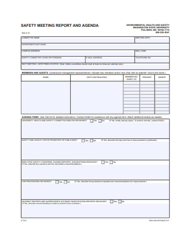 15+ Safety Meeting Agenda Templates in PDF | DOC