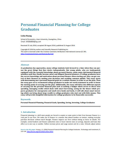 9 College Financial Plan Templates In PDF