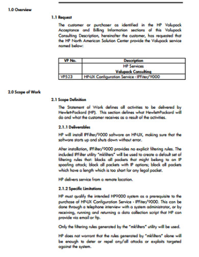 8+ Consulting Statement of Work Templates in PDF | DOC