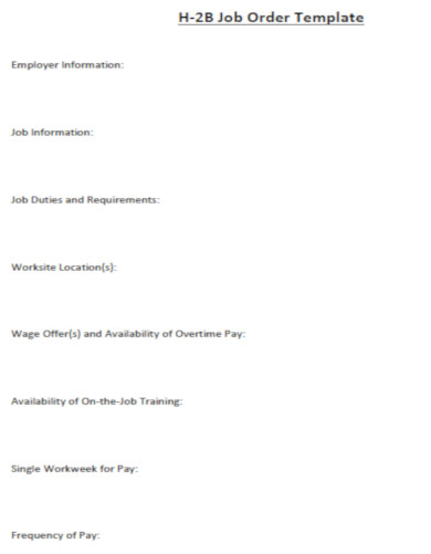 10+ Job Order Templates - Google Docs, Google Sheets, Excel, Word ...