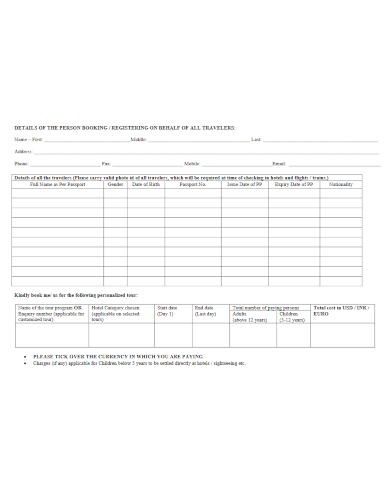 10+ Travel Agency Form Template - PDF