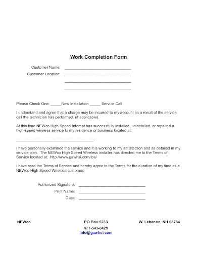 4+ Work Completion Form Templates - PDF