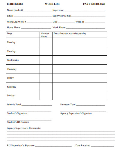 15+ Work Log Templates - Word, Pages, PDF