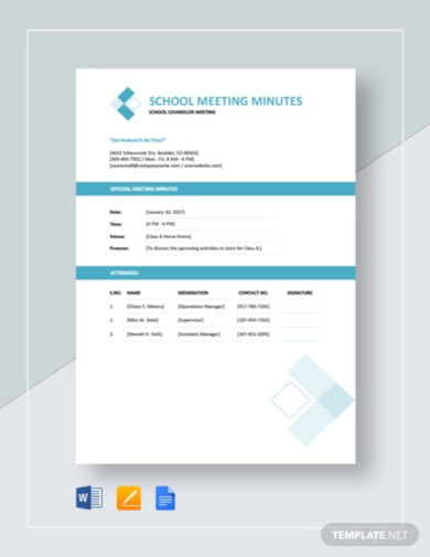 12+ School Meeting Minutes Templates - Google Docs, Word, Pages, PDF
