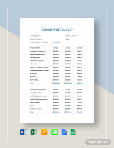 19+ Department Budget Templates - PDF, Word, Pages, Excel, Numbers