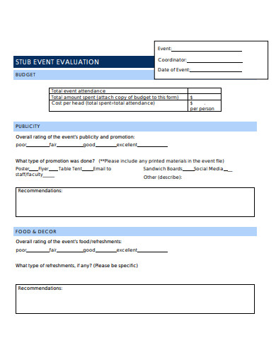 Post Event Evaluation Template Database
