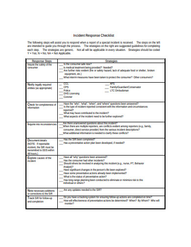 9 Incident Response Checklist Templates PDF