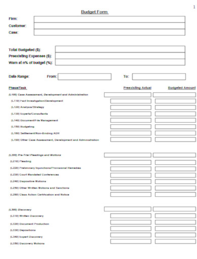 7+ Law Budget Templates - PDF
